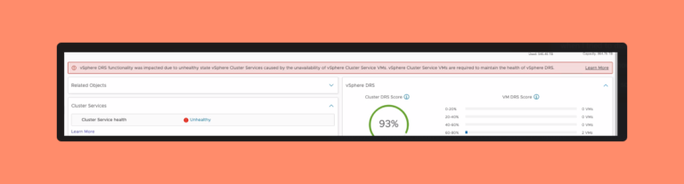 DRS functionality impacted by the unhealthy state of the vSphere Cluster Services (vCLS) - CorpIT