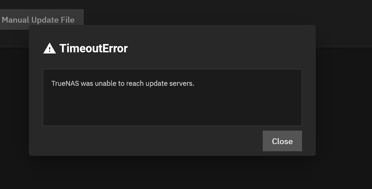 TrueNAS was unable to reach updated servers. - CorpIT